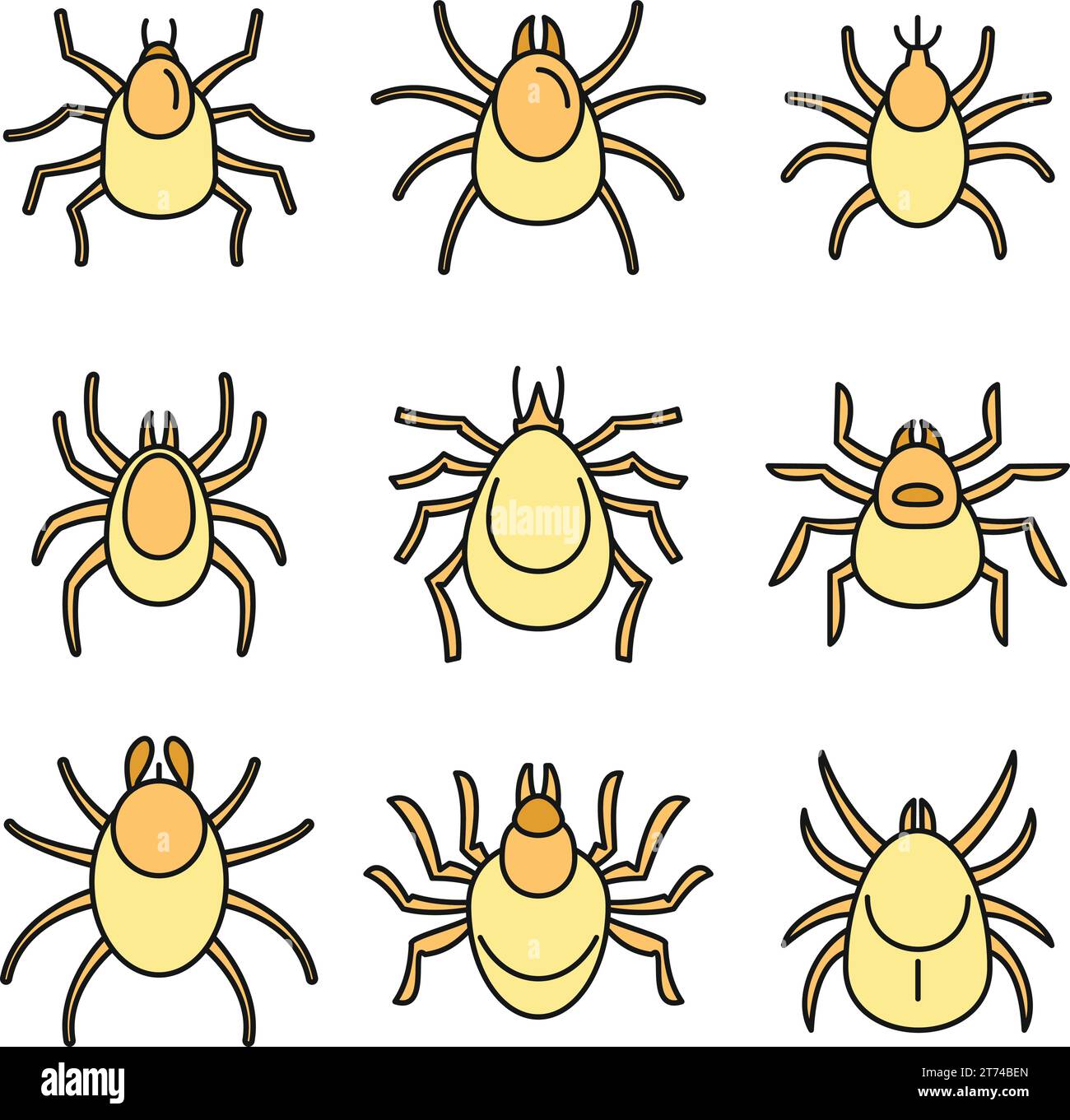 Dust mite icons set. Outline set of dust mite vector icons thin line ...