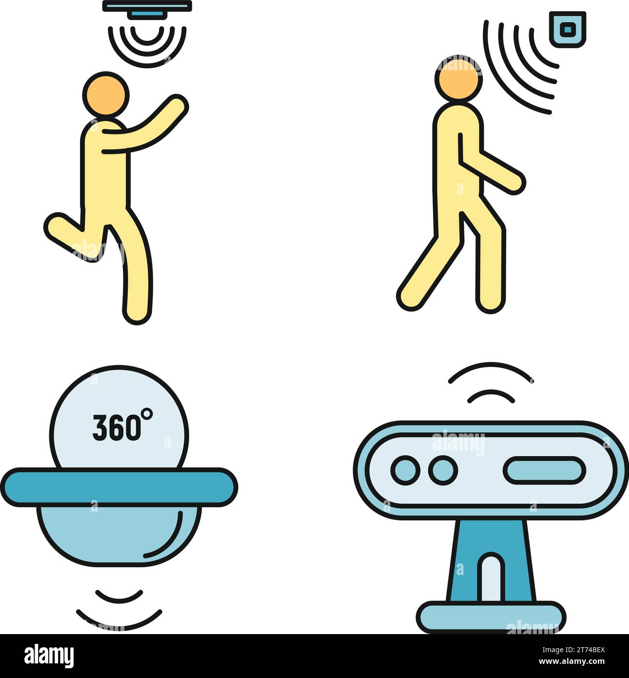 Motion Sensor Detector Icons Set Outline Set Of Motion Sensor Detector