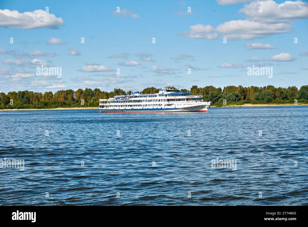Passenger motor ship on the river Stock Photo - Alamy