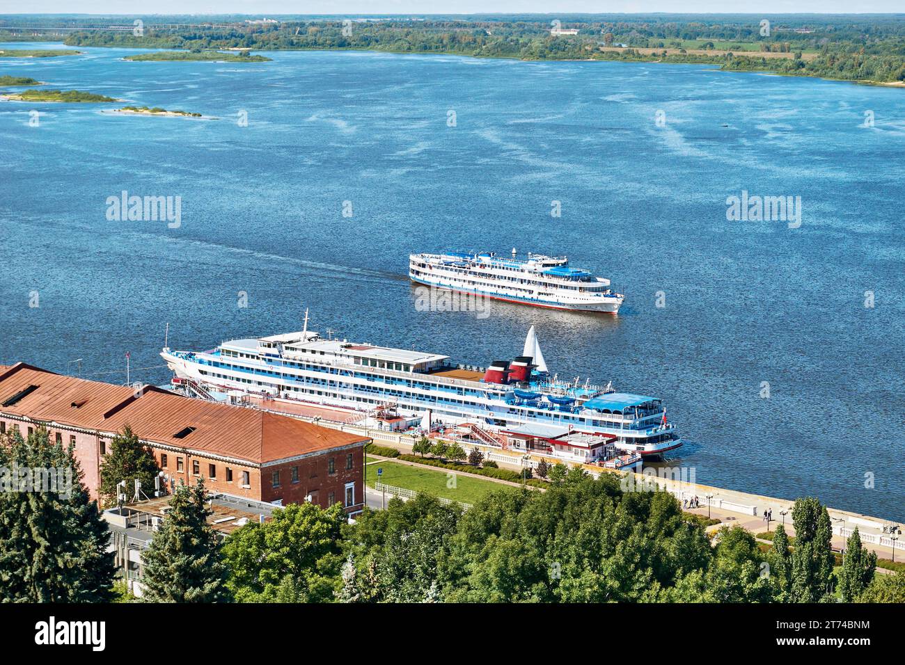 Passenger motor ship on the pier of the Volga River Stock Photo - Alamy