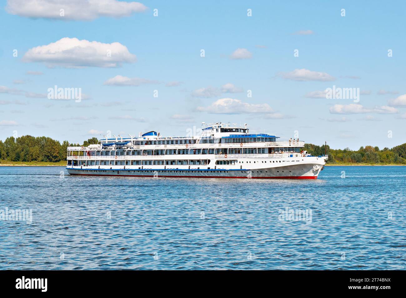 Passenger motor ship on the river Stock Photo - Alamy