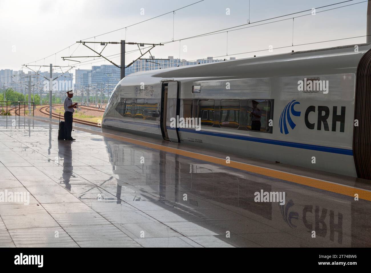 Hangzhou, China - August 12 2018: A Zefiro 380 high-speed train ready ...