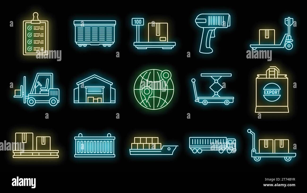 World goods export icons set. Outline set of world goods export vector ... World goods export icons set. Outline set of world goods export vector ...