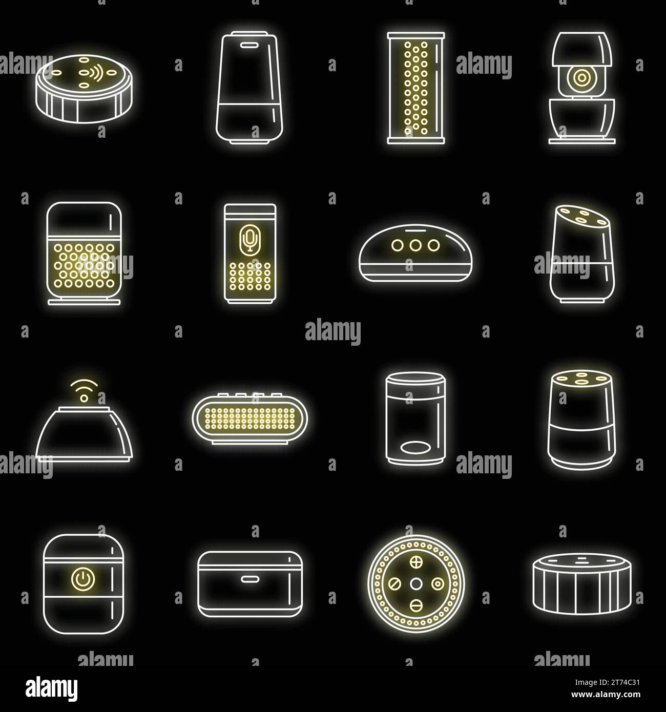Home smart speaker icons set. Outline set of home smart speaker vector ...