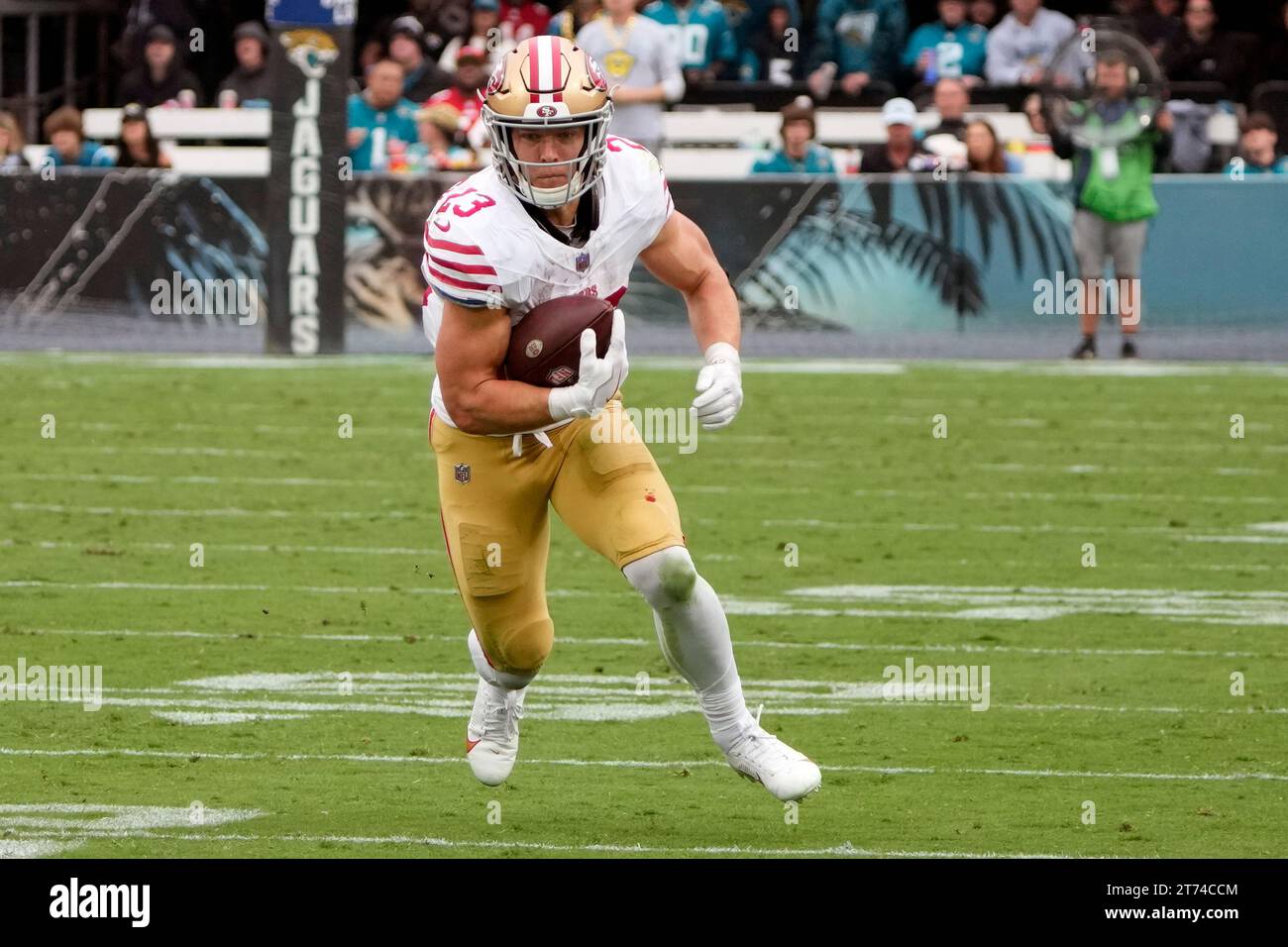 San Francisco 49ers running back Christian McCaffrey looks for room to ...
