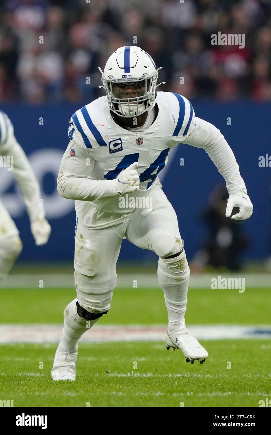 Indianapolis Colts linebacker Zaire Franklin (44) in action during an NFL football game between ...