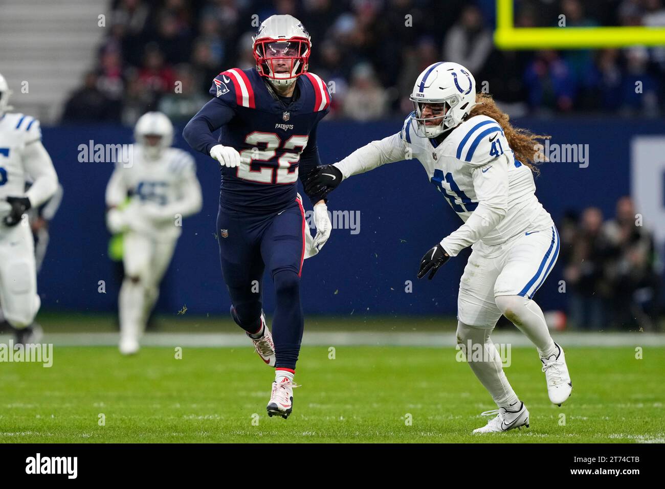 New England Patriots safety Cody Davis (22) battles against ...