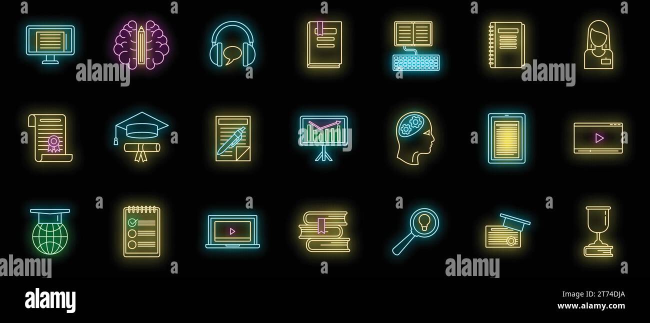 Staff education training icons set. Outline set of staff education ...