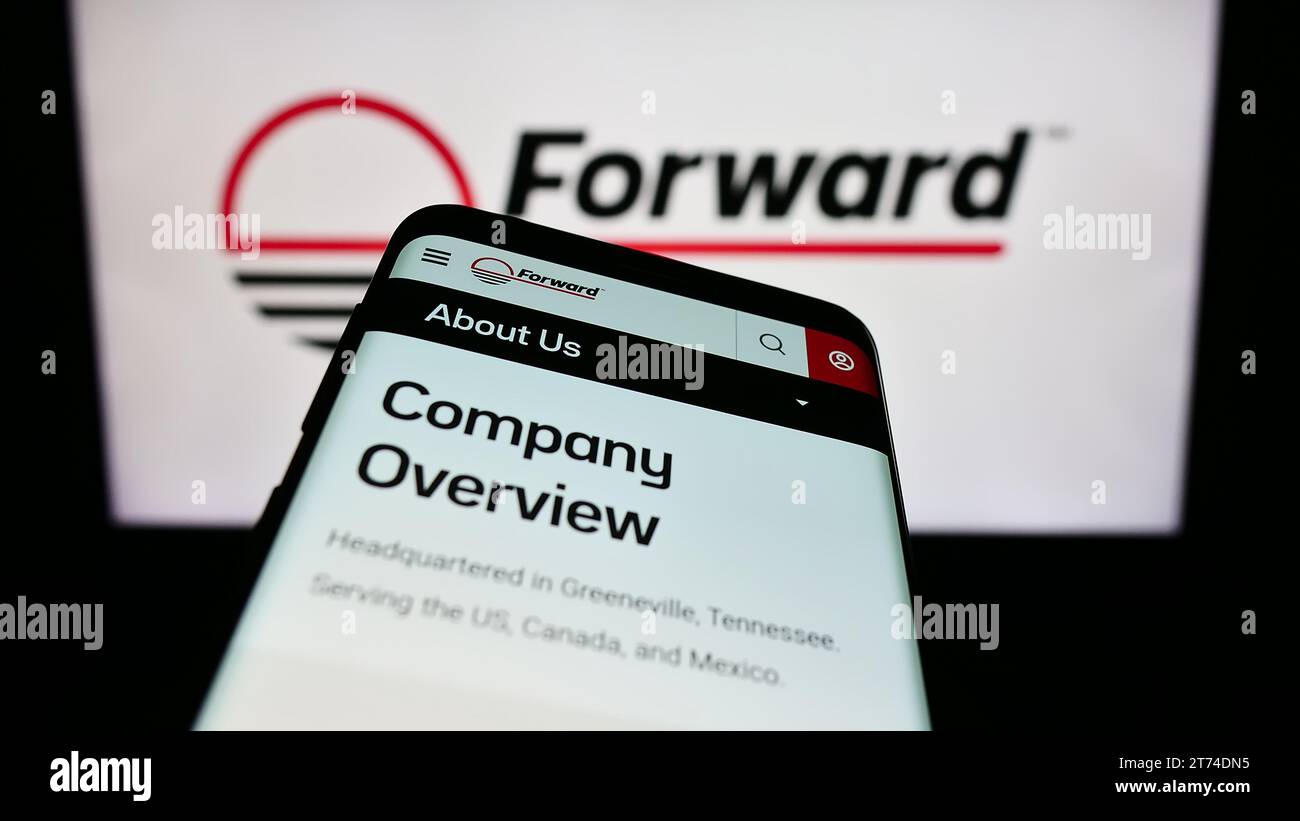 Mobile phone with webpage of US logistics company Forward Air ...