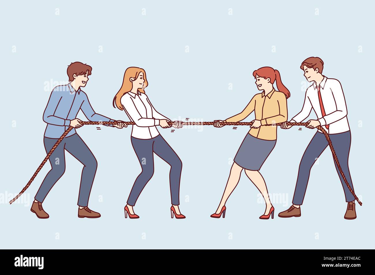 Business people tug of war demonstrating corporate competition between ...