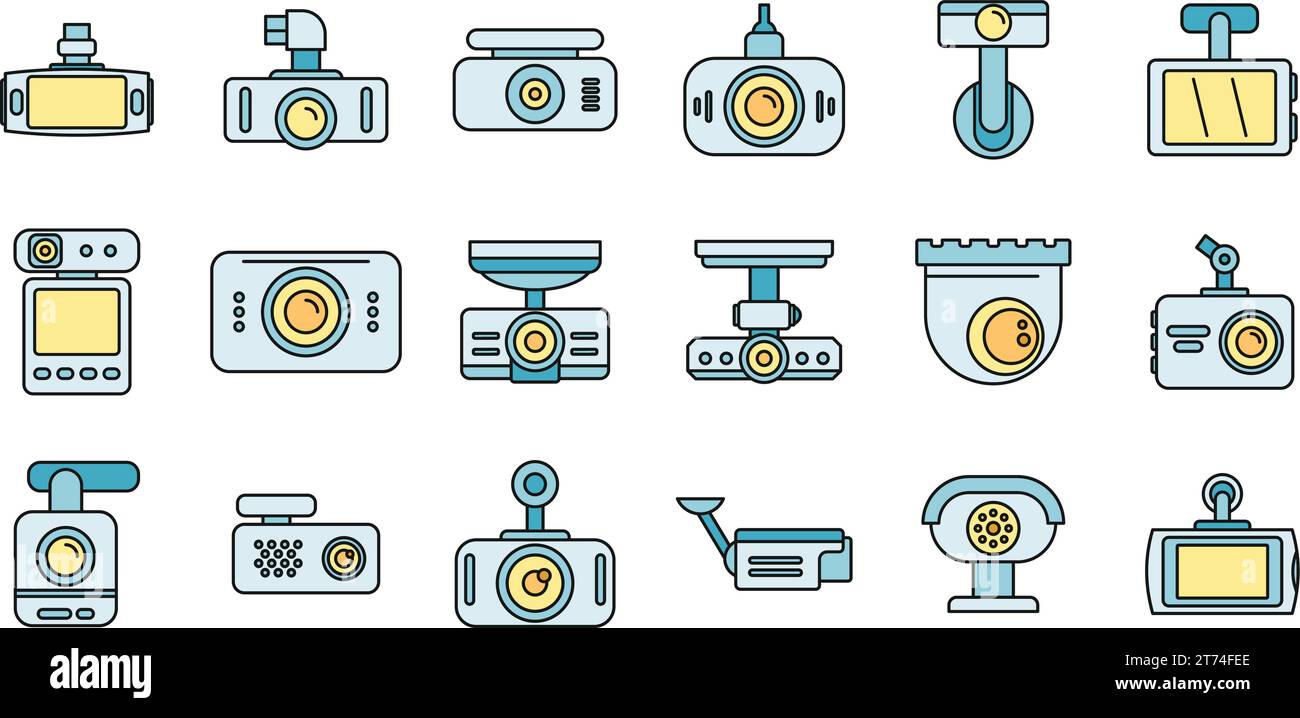 Digital DVR icons set. Outline set of digital DVR vector icons thin ...