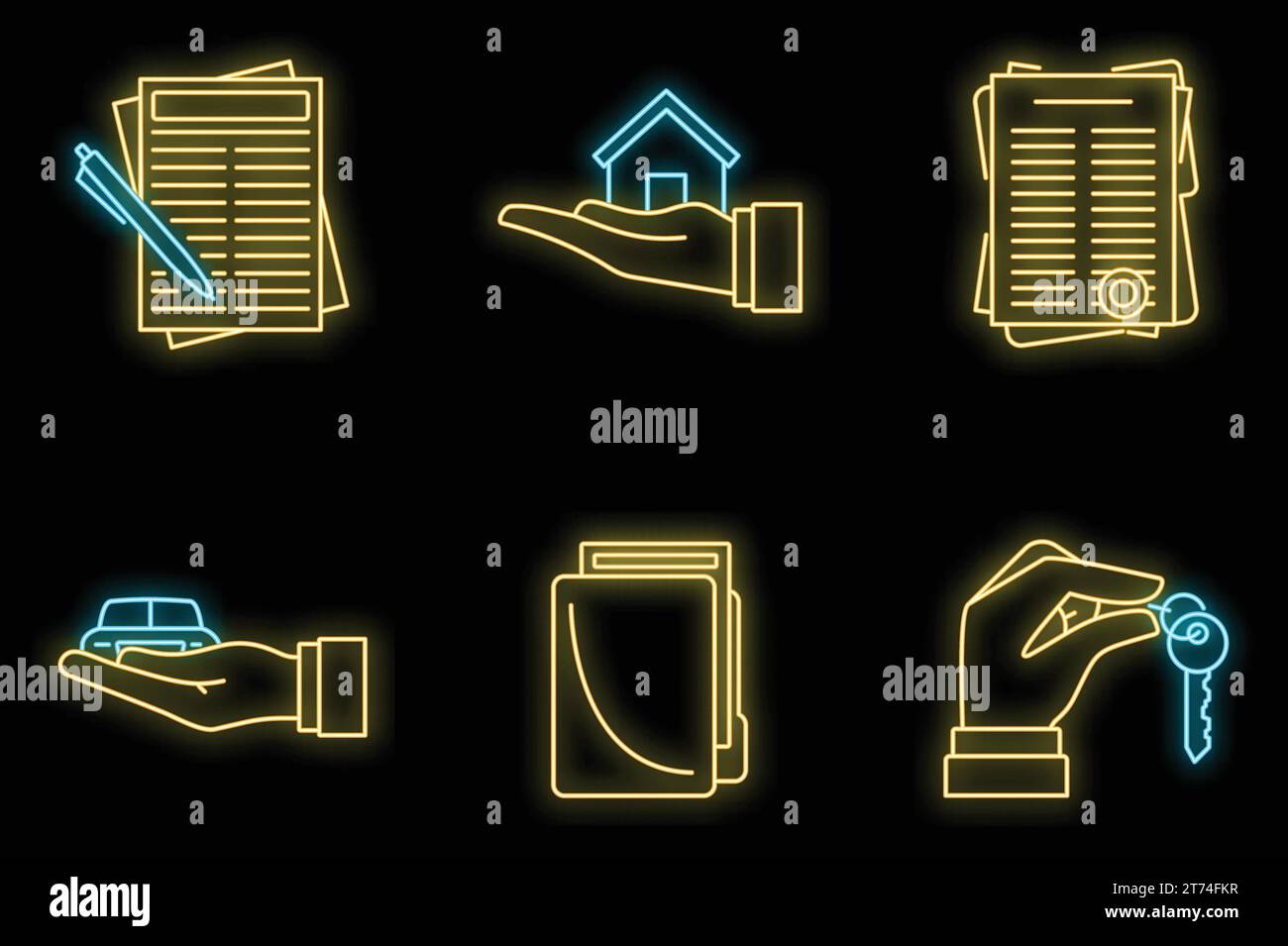 Lease agreement icons set. Outline set of lease agreement vector icons ...