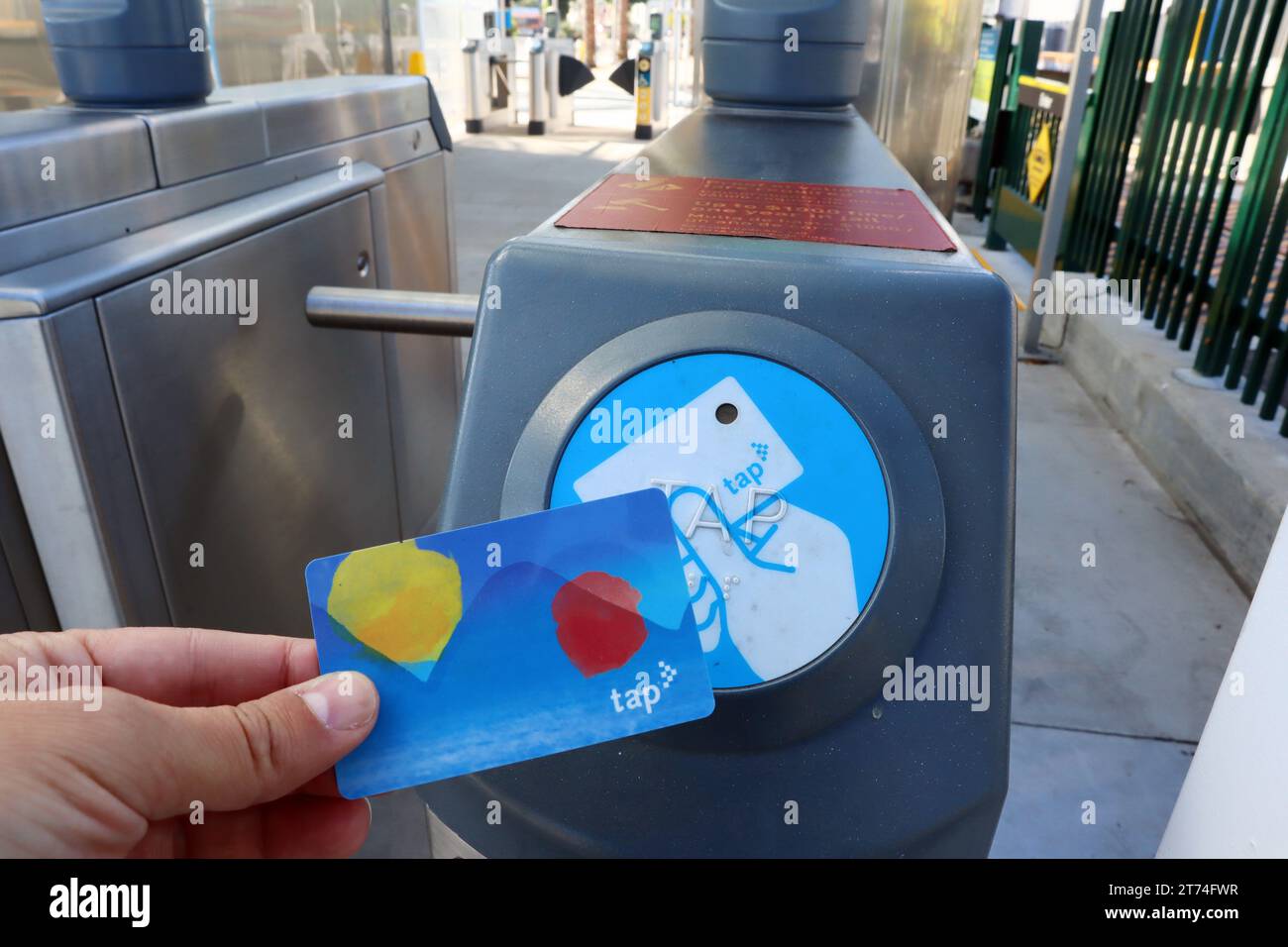 Los Angeles, California: view of Los Angeles Metro Rail Station ...