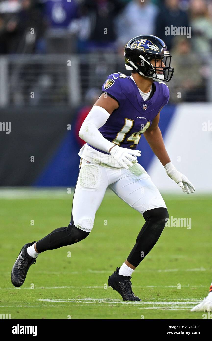 Baltimore Ravens safety Kyle Hamilton (14) in action during the second ...