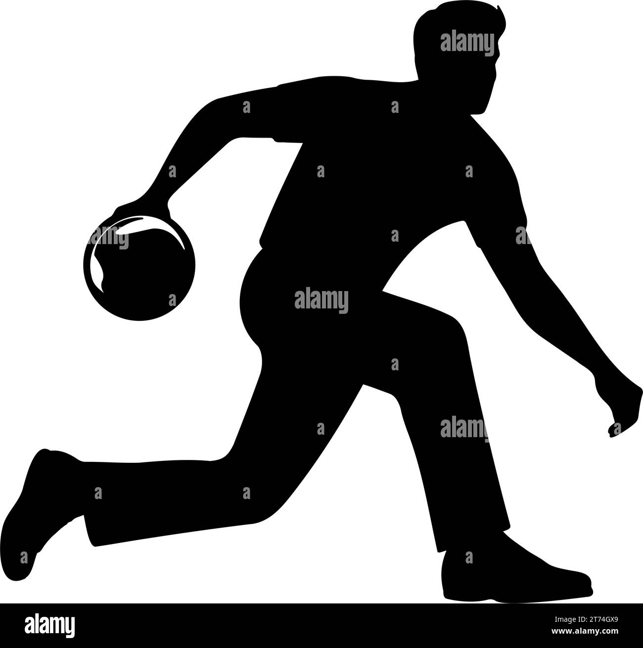 Bowling man player silhouette. Vector illustration Stock Vector Image ...
