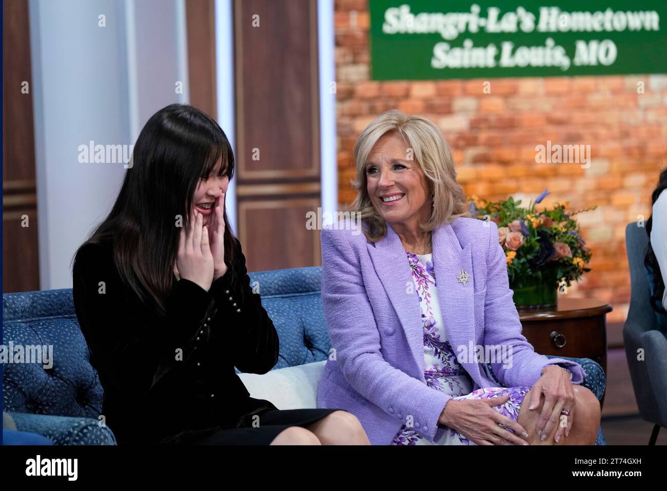 First lady Jill Biden, right, talks with 2023 National Student Poet ...
