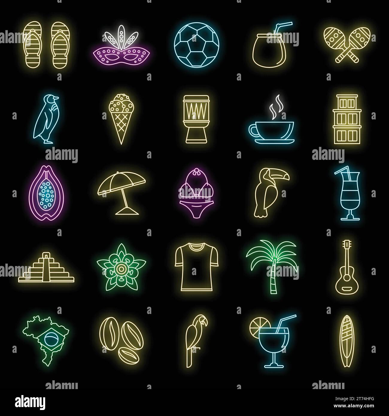 Brazil country icons set. Outline set of brazil country vector icons ... Brazil country icons set. Outline set of brazil country vector icons ...