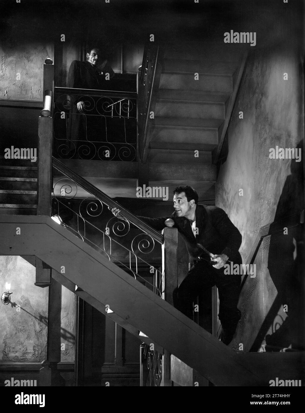 Marc Lawrence, Gene Kelly, on-set of the film, "Black Hand", MGM, 1950 ...