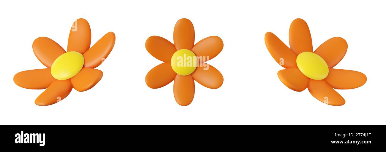 3d colorful daisy flower. Nature elements isolated on white background ...