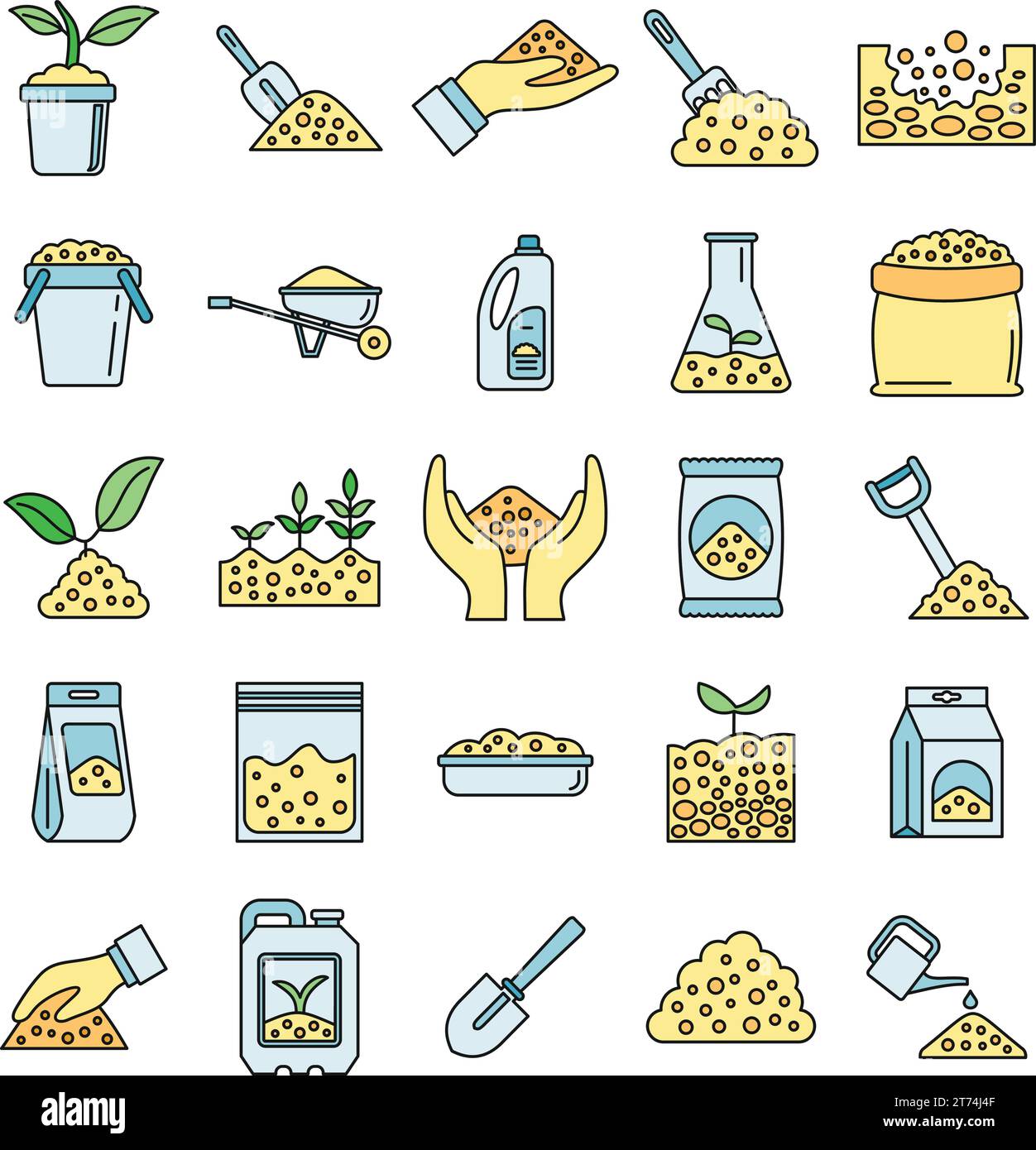 Soil ground icons set. Outline set of soil ground vector icons thin ...