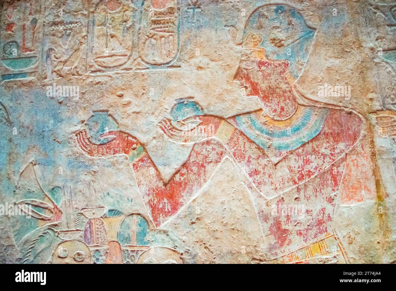 Colorful Egyptian hieroglyphs as an ancient background. Horizontally ...