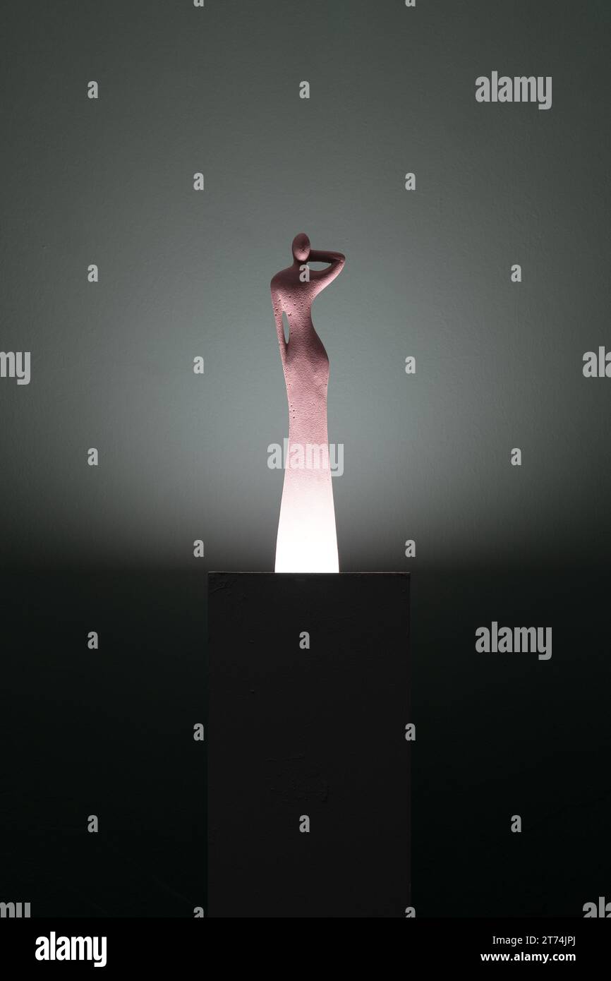 This vibrant, artistic display features illuminated hand and head ...