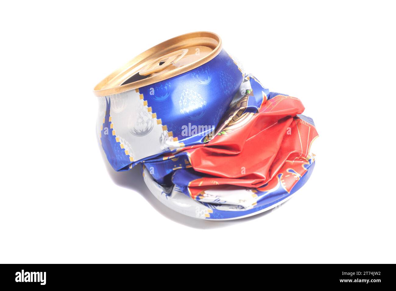 Empty crumpled can from energy drink or beer Stock Photo - Alamy