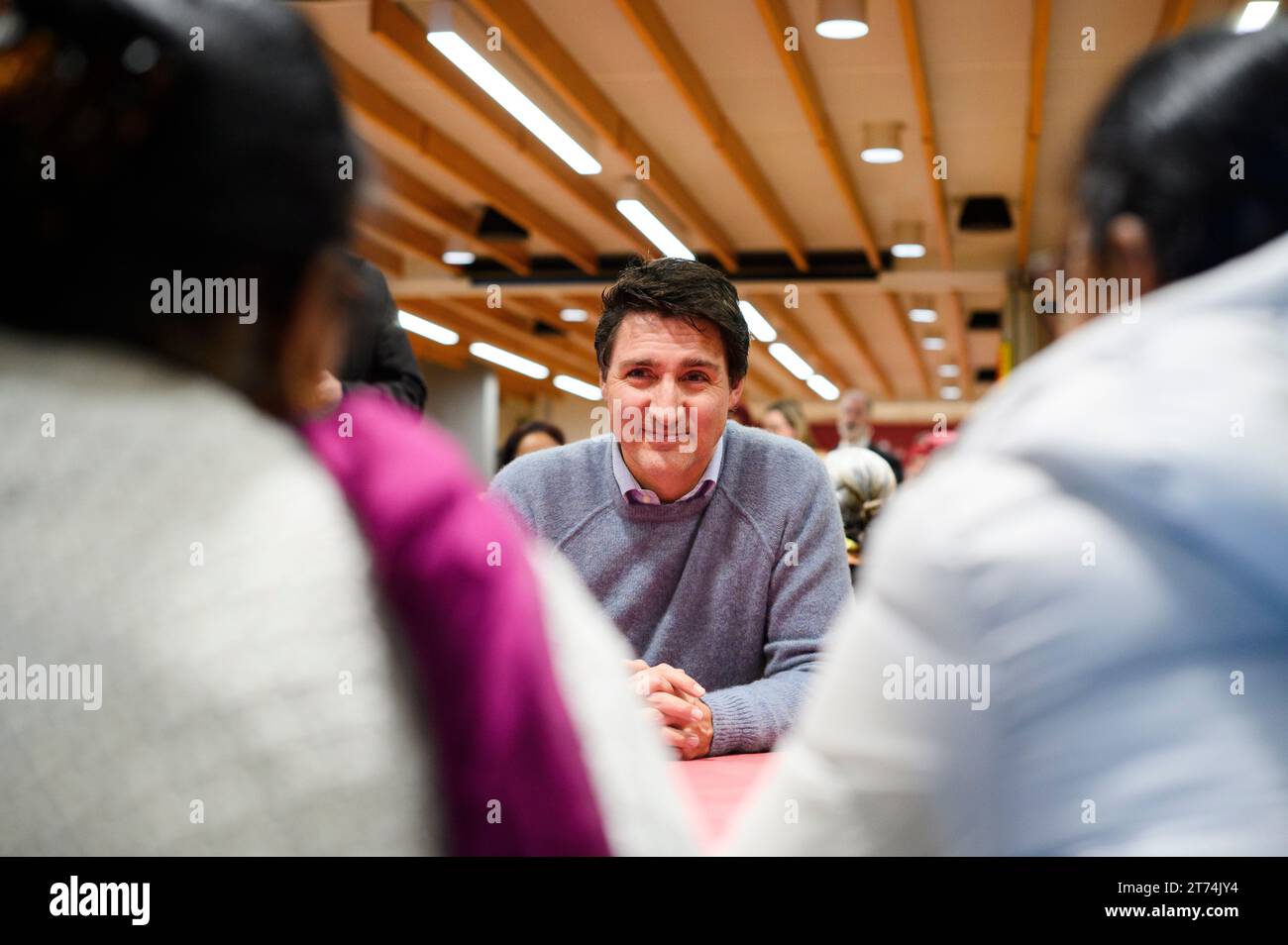 Toronto, Canada. 13th Nov, 2023. Prime Minister Justin Trudeau greets ...