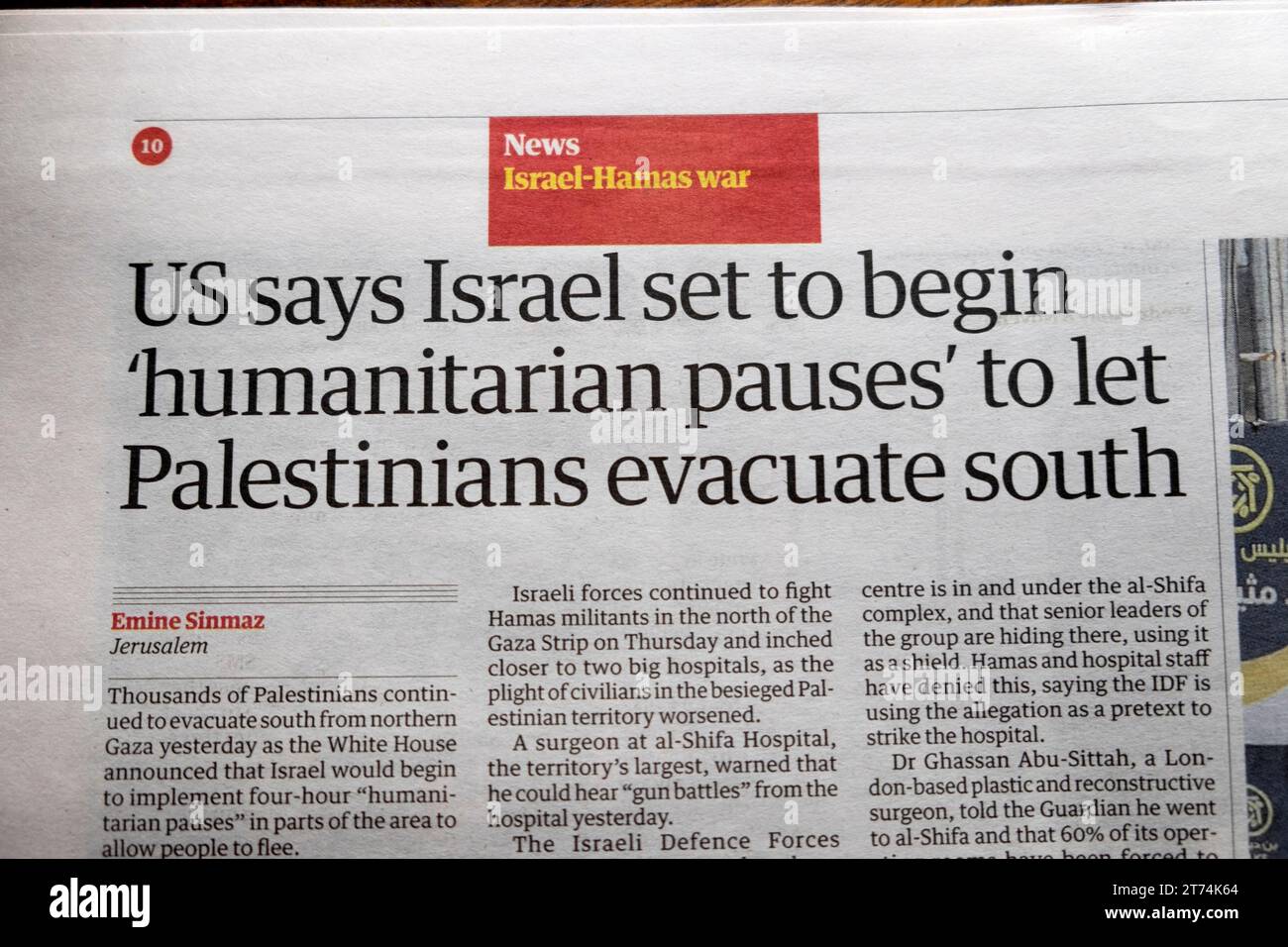 'US says Israel set to begin humanitarian pauses' to let Palestinians ...