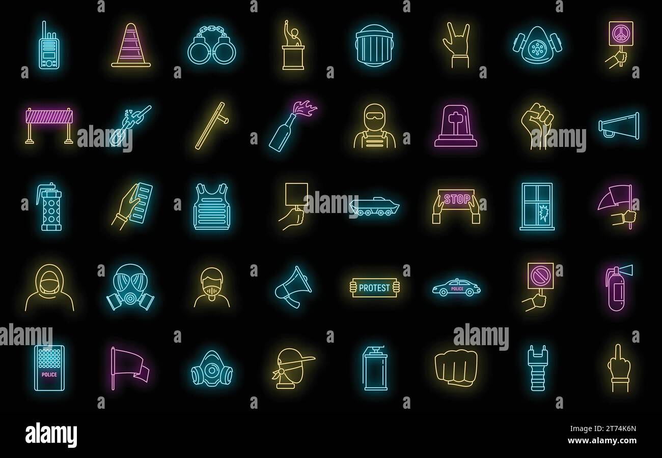 Protest activist icons set. Outline set of protest activist vector ...