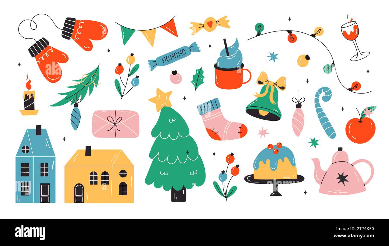 Christmas cute stickers set Stock Vector Image & Art - Alamy