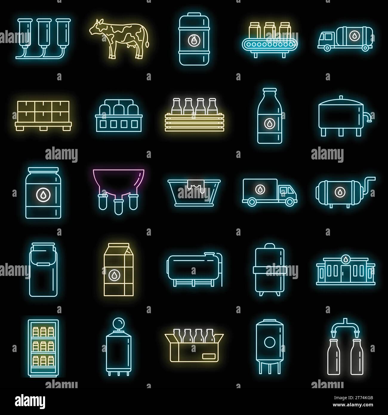 Industry milk factory icons set. Outline set of industry milk factory ...