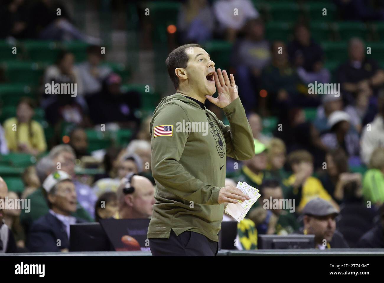Baylor head coach Scott Drew in an NCAA college basketball game against ...