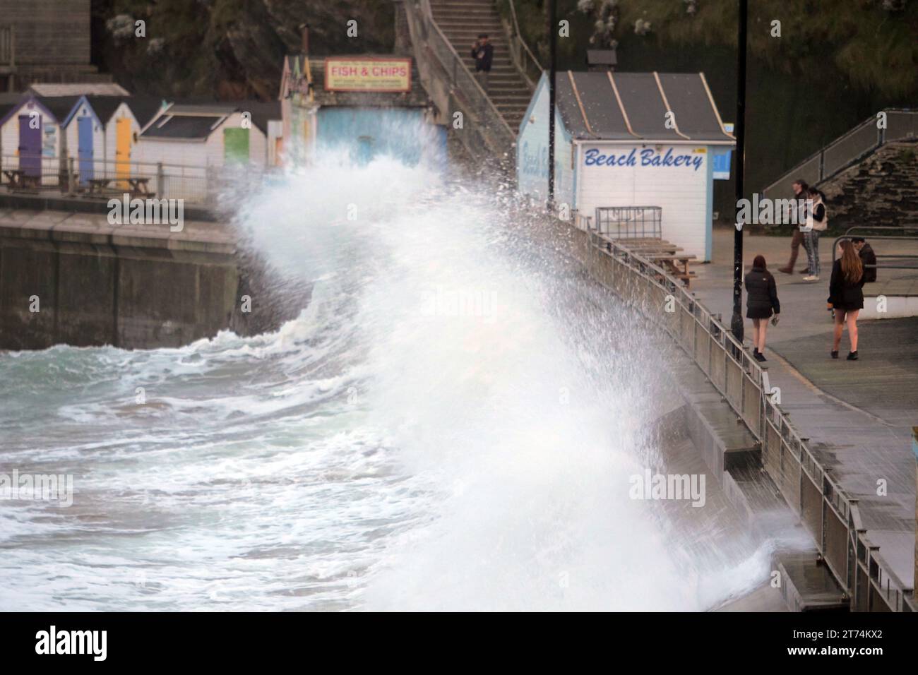 Newquay Cornwall, UK. 13th Nov, 2023. Storm Debi lashes coastal areas ...