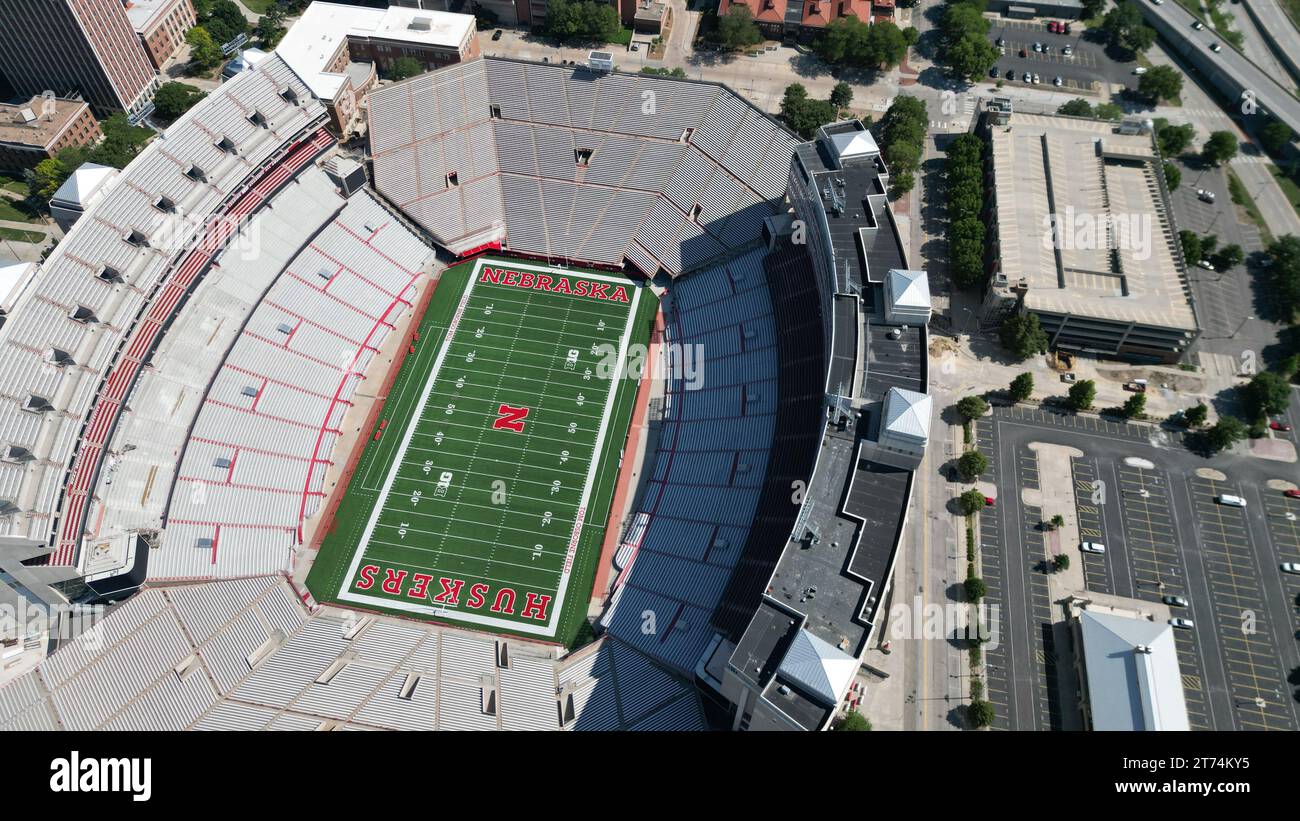 A stunning aerial photograph of a football stadium, showcasing a large ...