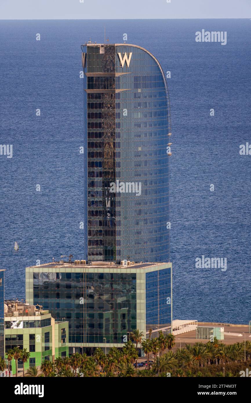 Iconic W Hotel Overlooking Azure Seas, Barcelona, Spain, November 11th ...