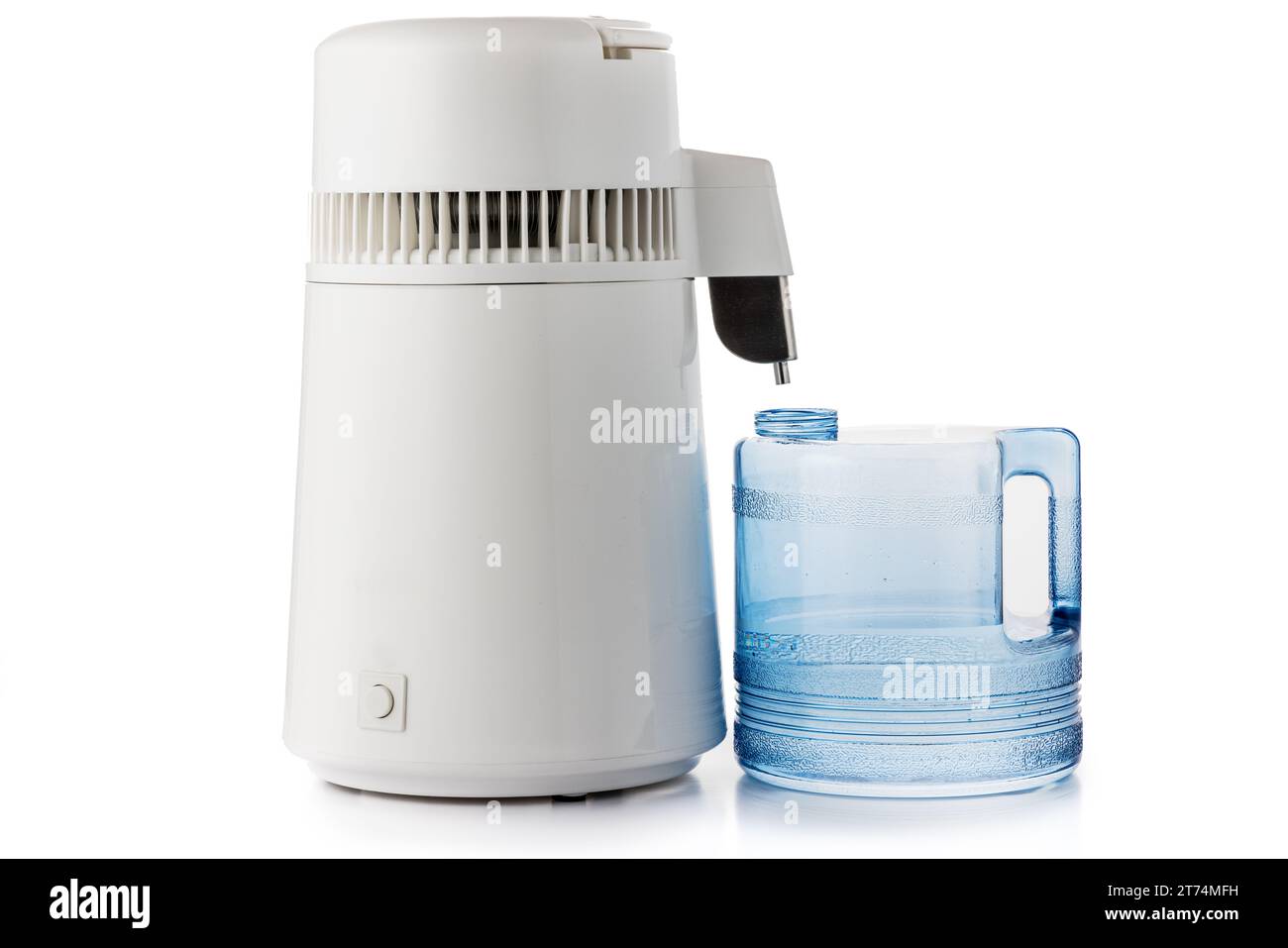 Distiller machine with water bottle isolated on white background Stock ...