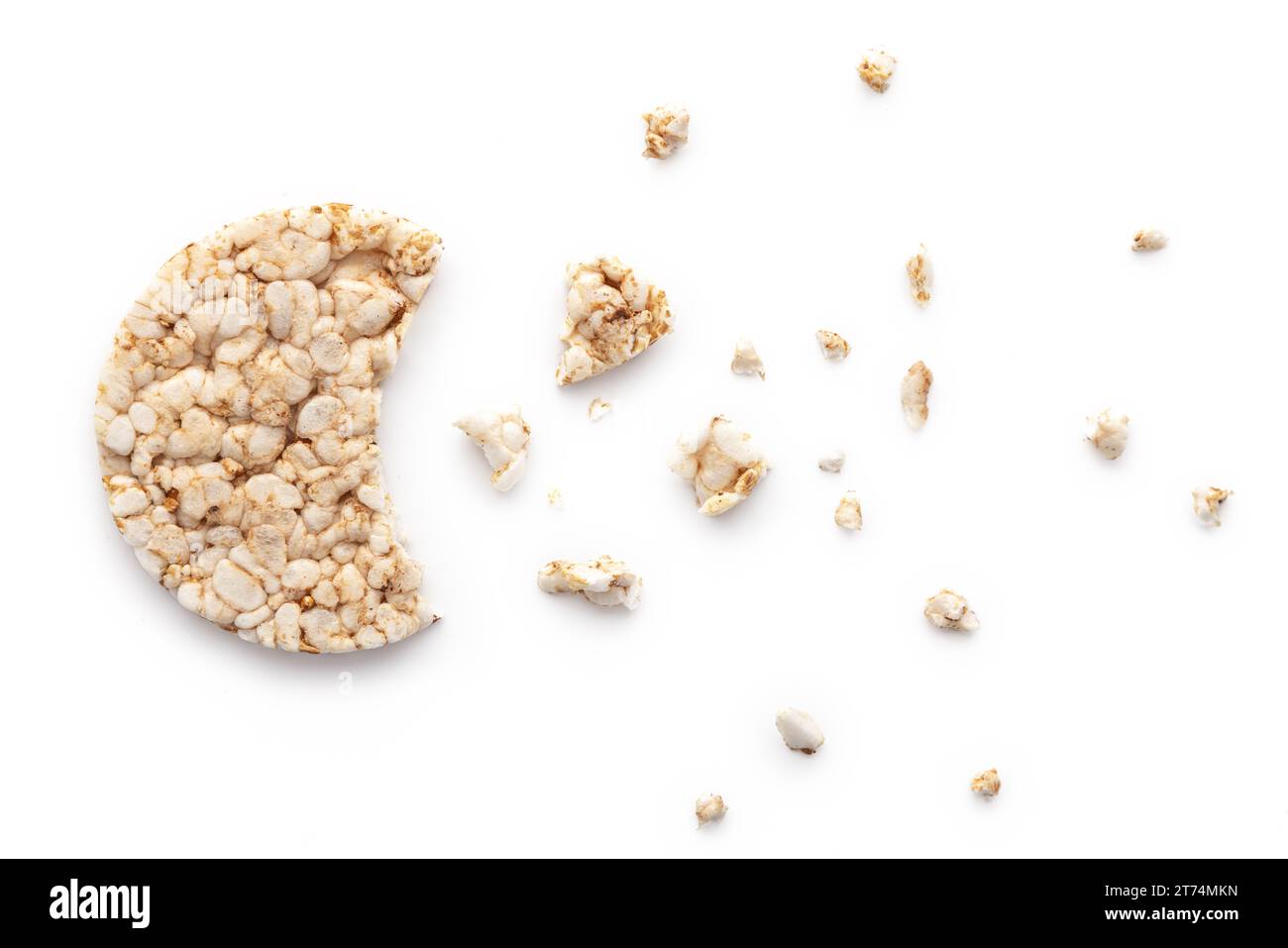 Puffed rice cake chips from above isolated on white background, Healthy ...