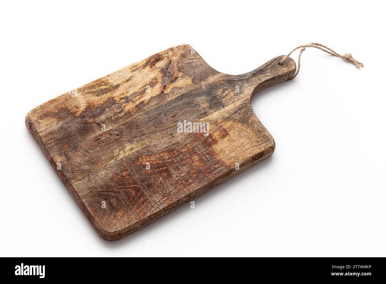 Cutting board. Old, vintage, wooden chopping board isolated on white ...