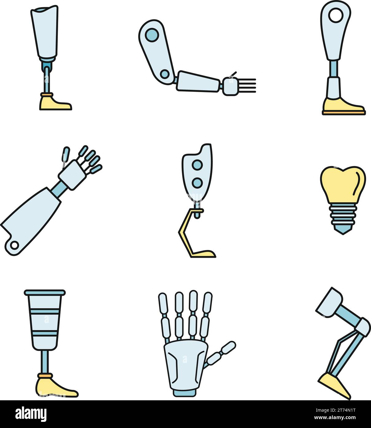 Bionic artificial limbs icons set. Outline set of bionic artificial ... Bionic artificial limbs icons set. Outline set of bionic artificial ...