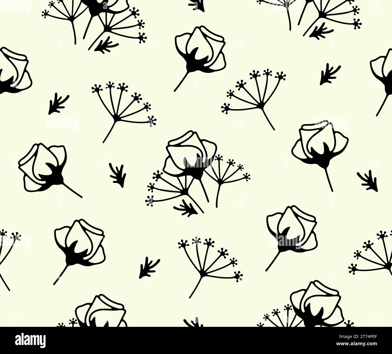 Flowers, floristics, floweret and floral, seamless vector background ...