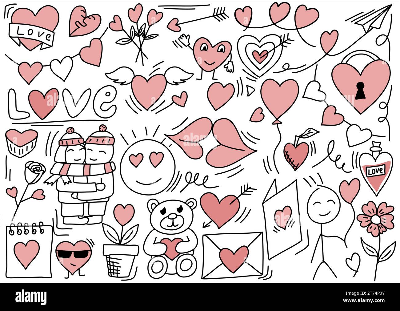 Romantic doodle for Valentines Day, vector illustration Stock Vector ...