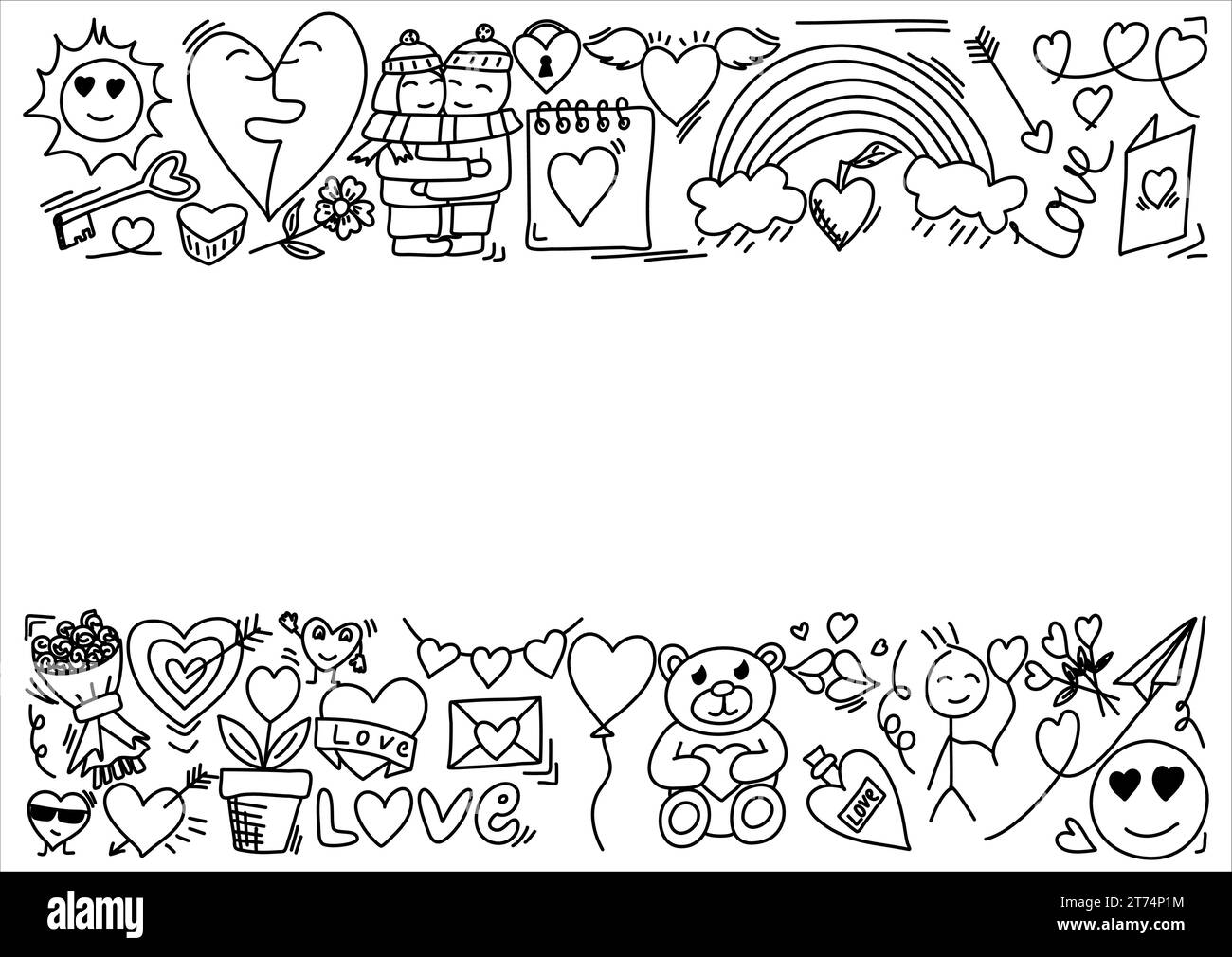 Romantic doodle for Valentines Day with copy space, vector illustration ...