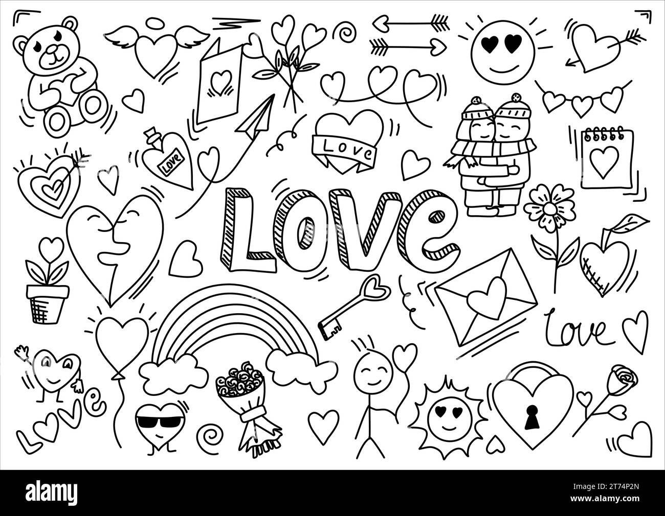 Romantic doodle for Valentines Day, vector illustration Stock Vector ...