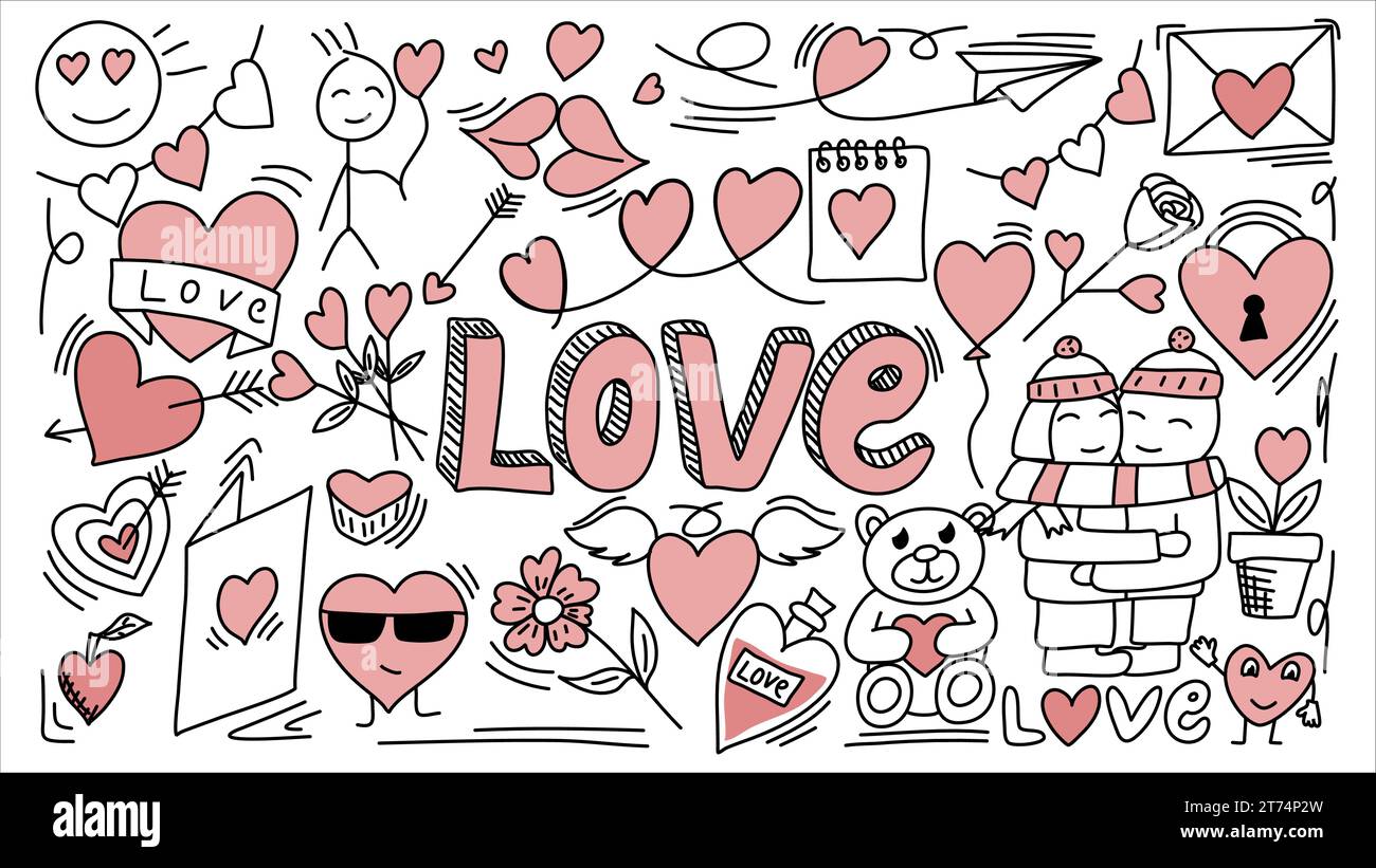 Romantic doodle for Valentines Day, vector illustration Stock Vector ...