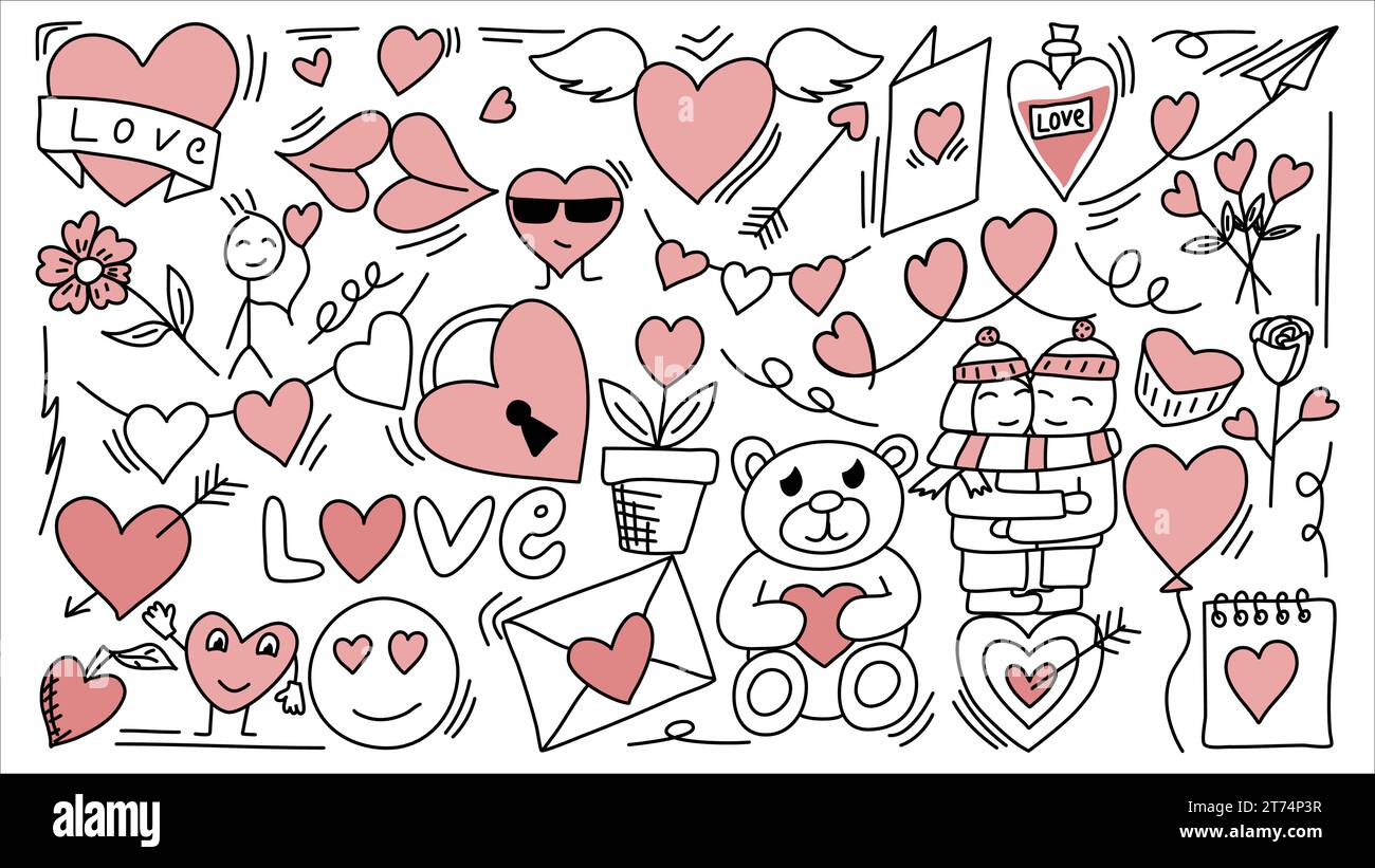 Romantic doodle for Valentines Day, vector illustration Stock Vector ...