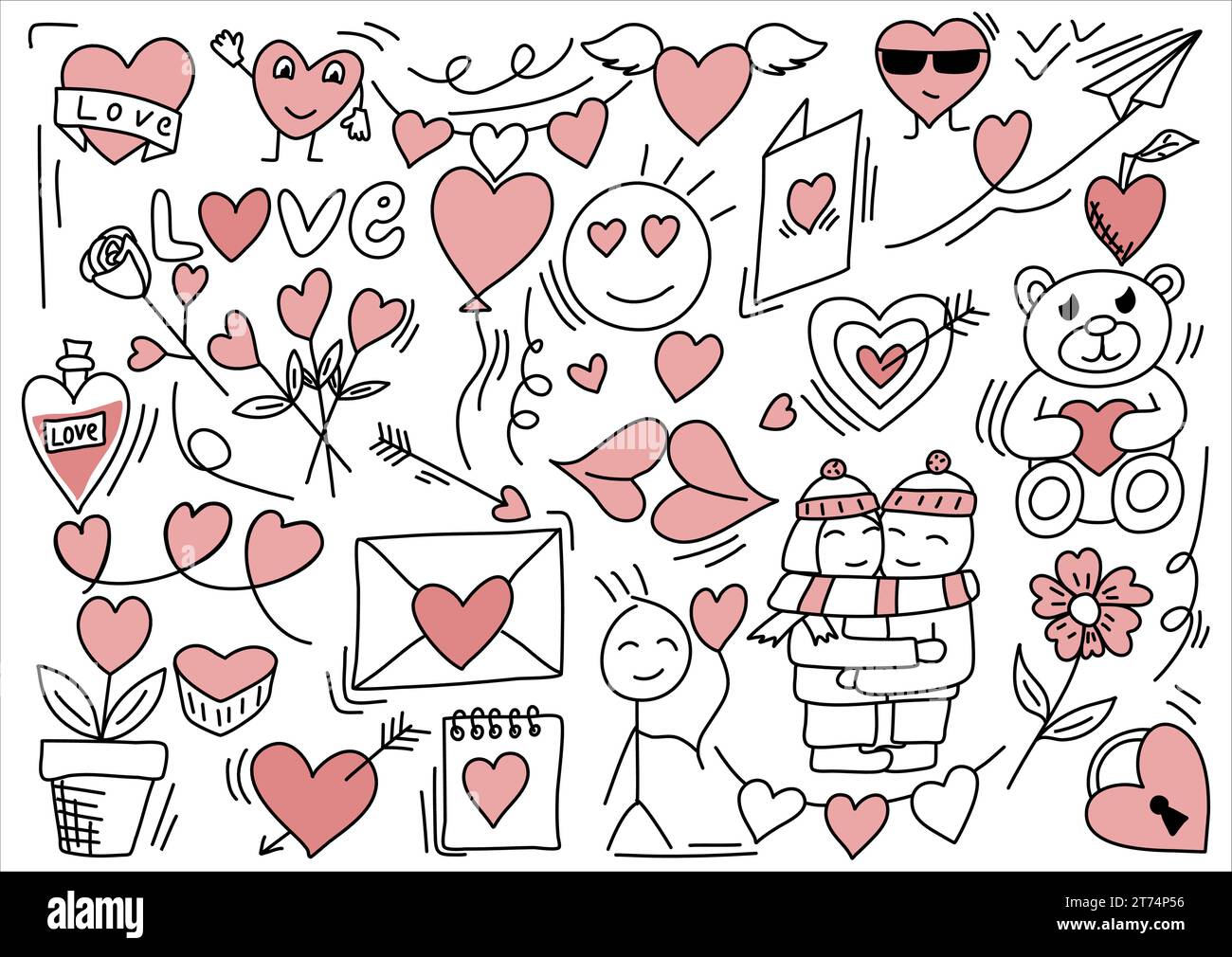 Romantic doodle for Valentines Day, vector illustration Stock Vector ...