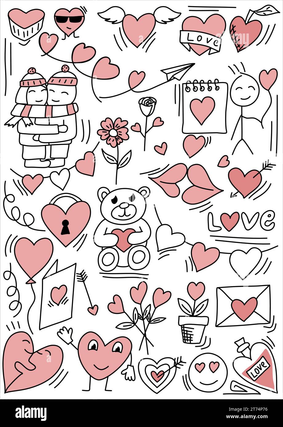Romantic doodle for Valentines Day, vector illustration Stock Vector ...