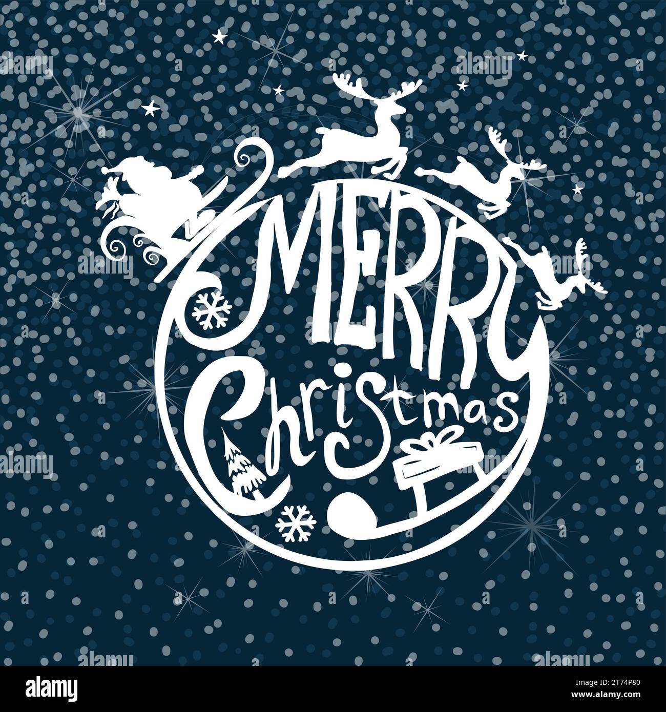 Text Merry Christmas and Santa. hand drawing. Not AI. Vector ...
