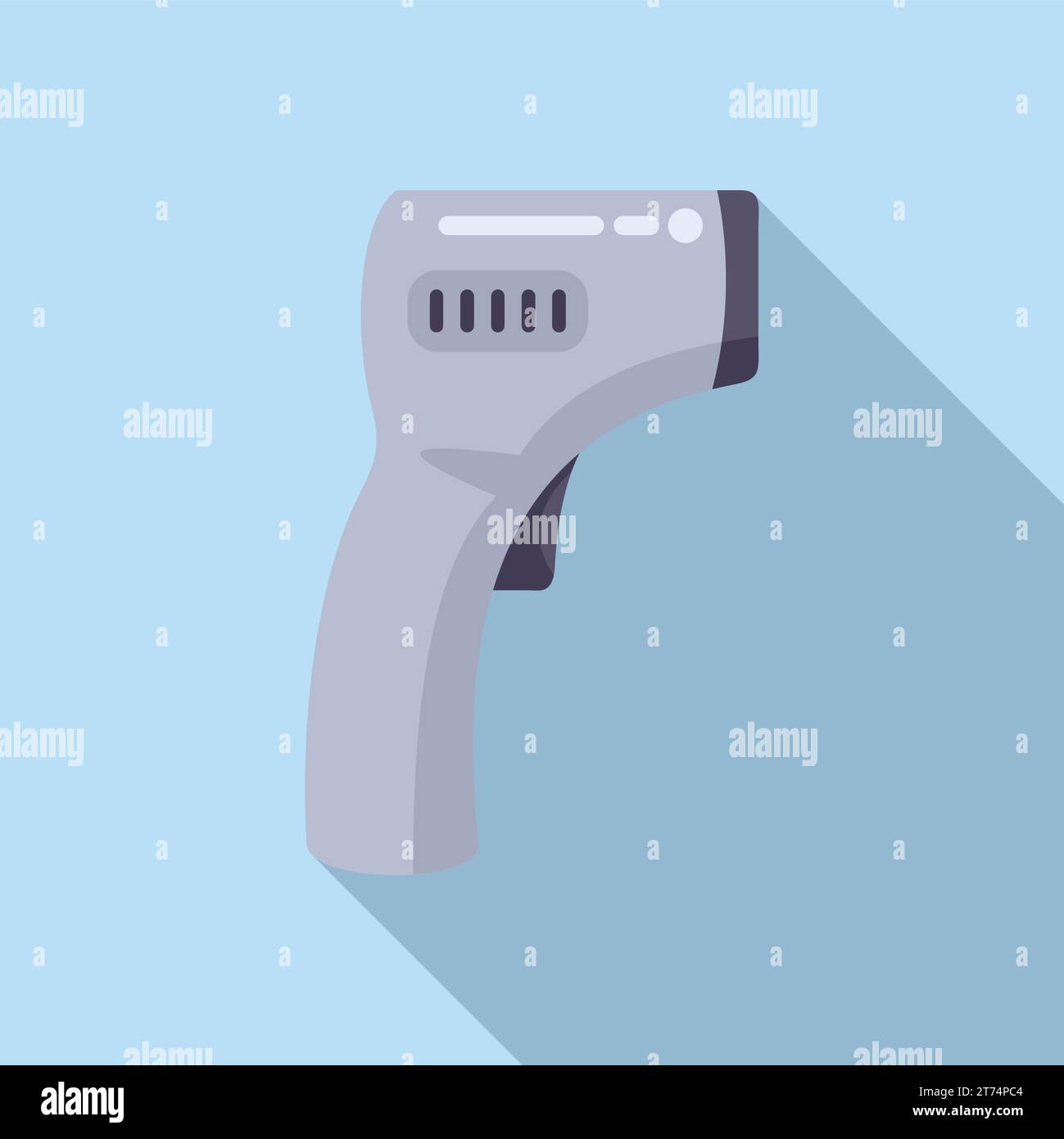 Virus detect laser thermometer icon flat vector. Scanner distance. Gun ...